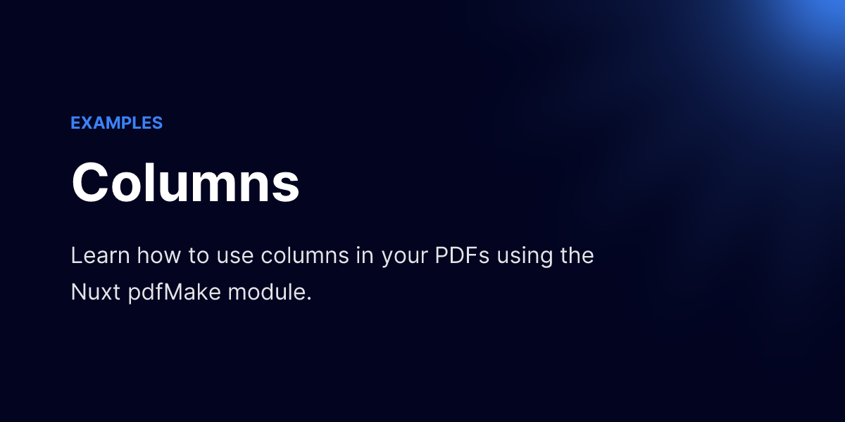 Columns - Nuxt PDFMake