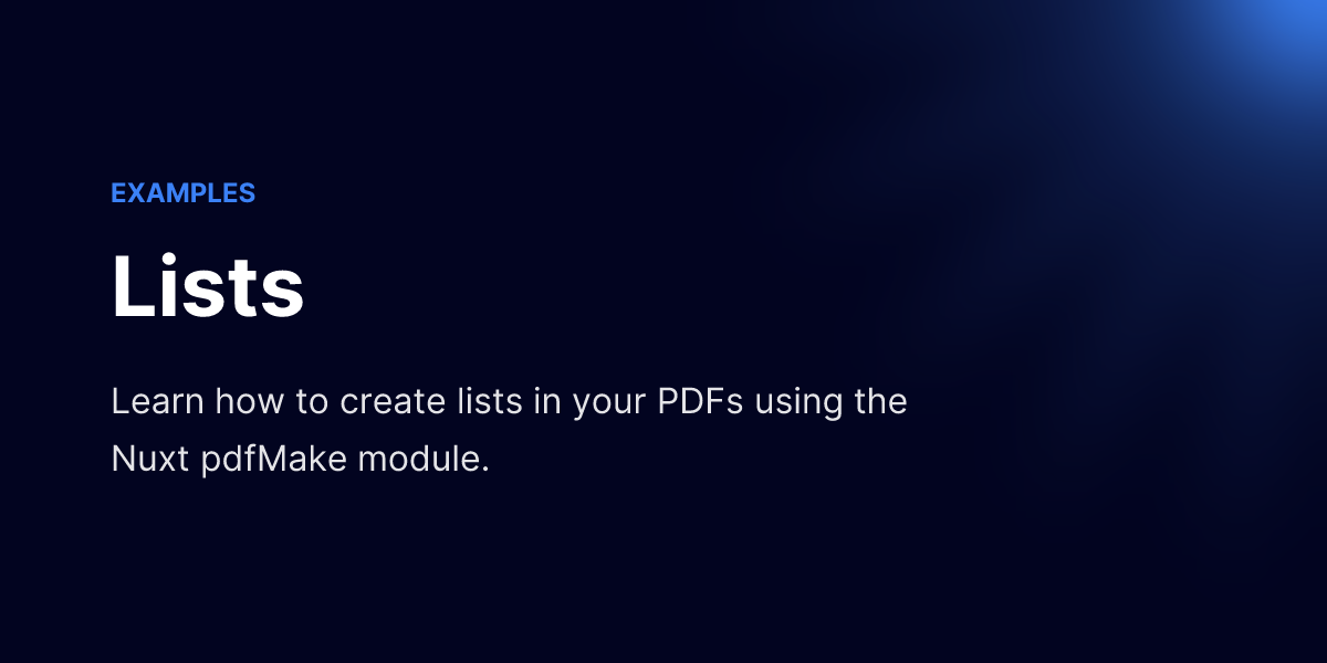 Lists - Nuxt PDFMake