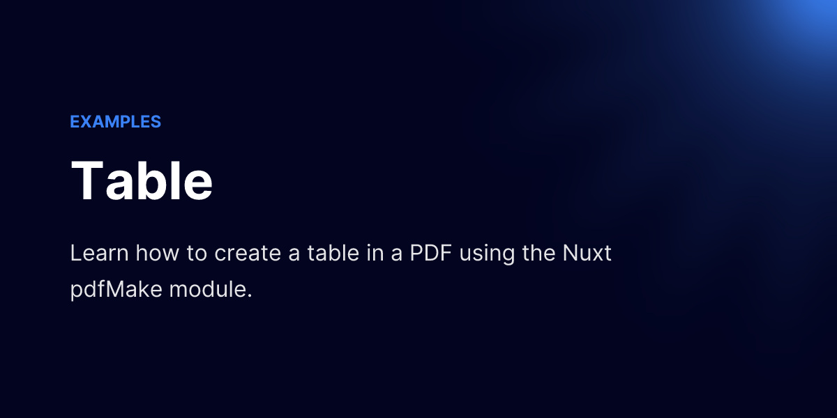 Table - Nuxt PDFMake